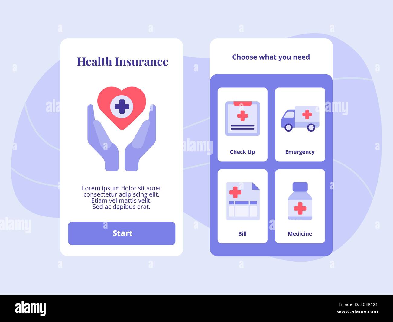 Health insurance check up emergency bill medicine for mobile apps ...