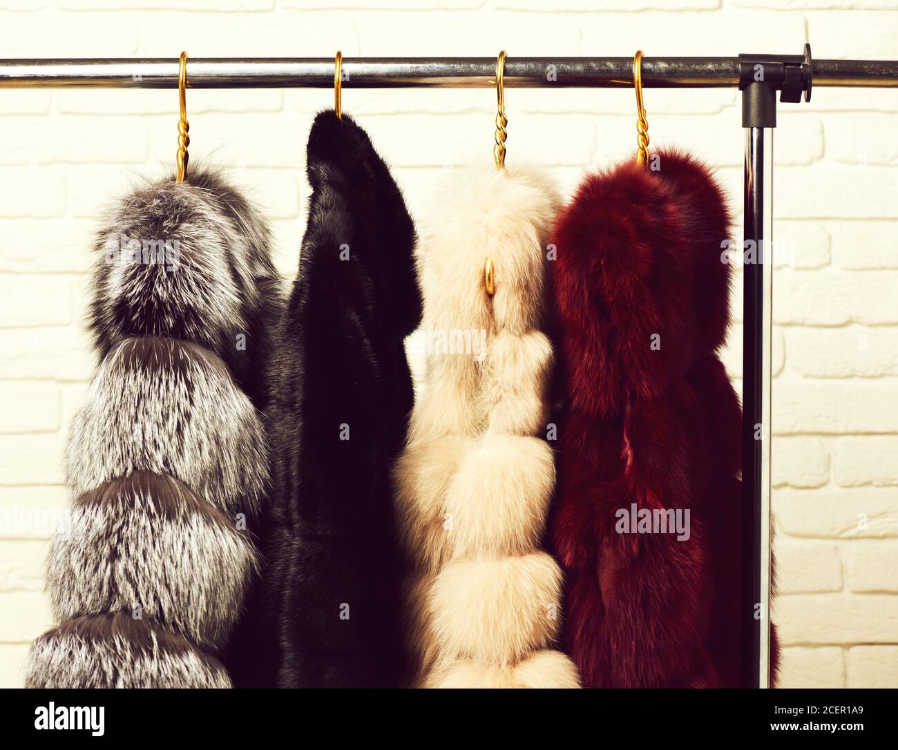 Expensive fur coat hanging hi-res stock photography and images - Alamy