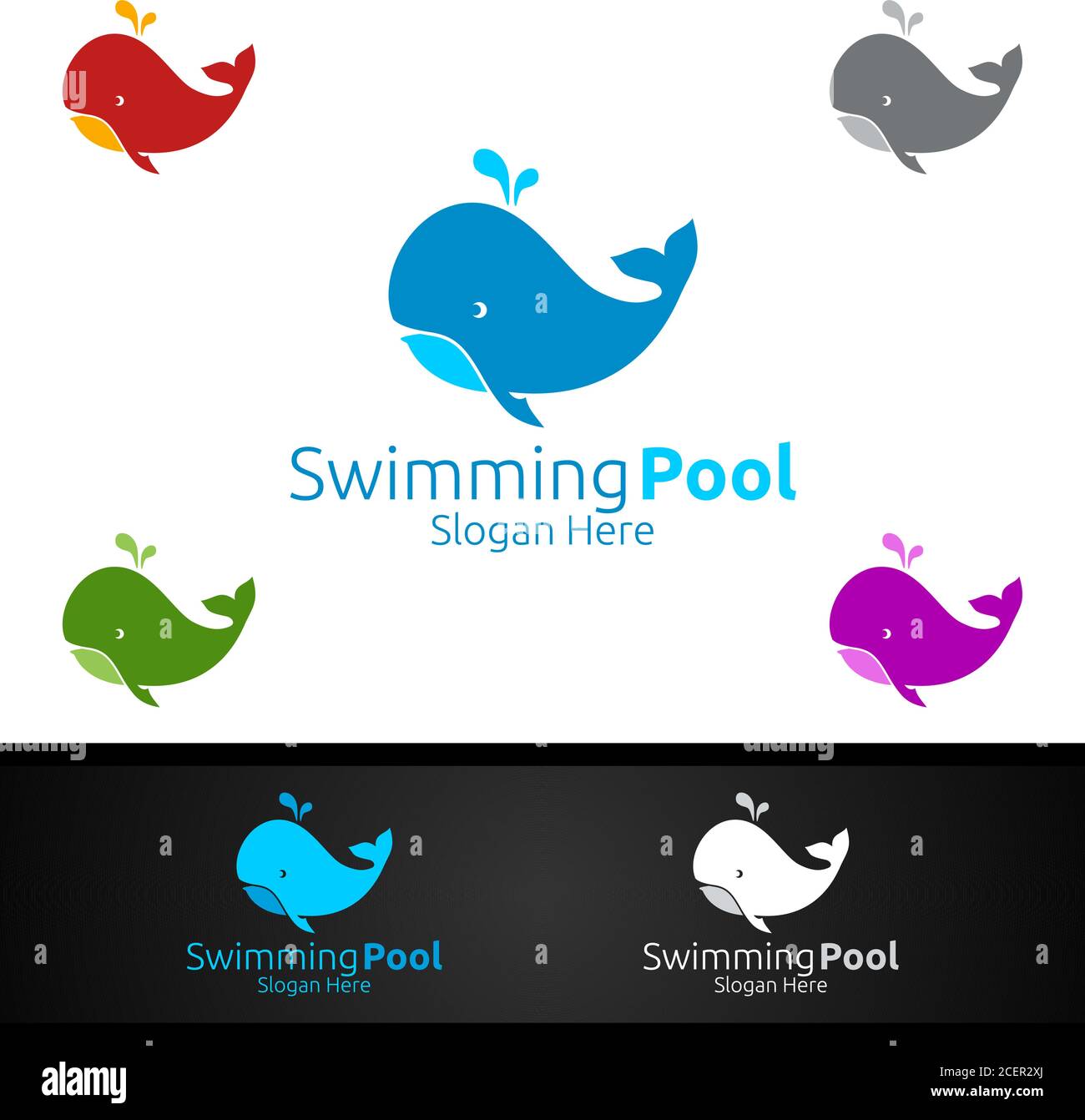 Whale Swimming Pool Service Logo with Cleaning Pool and Maintenance ...