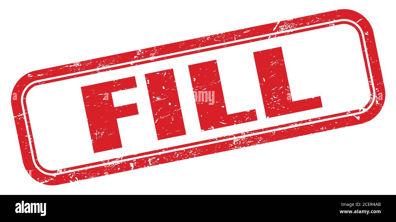 FILL red grungy rectangle stamp sign Stock Photo - Alamy