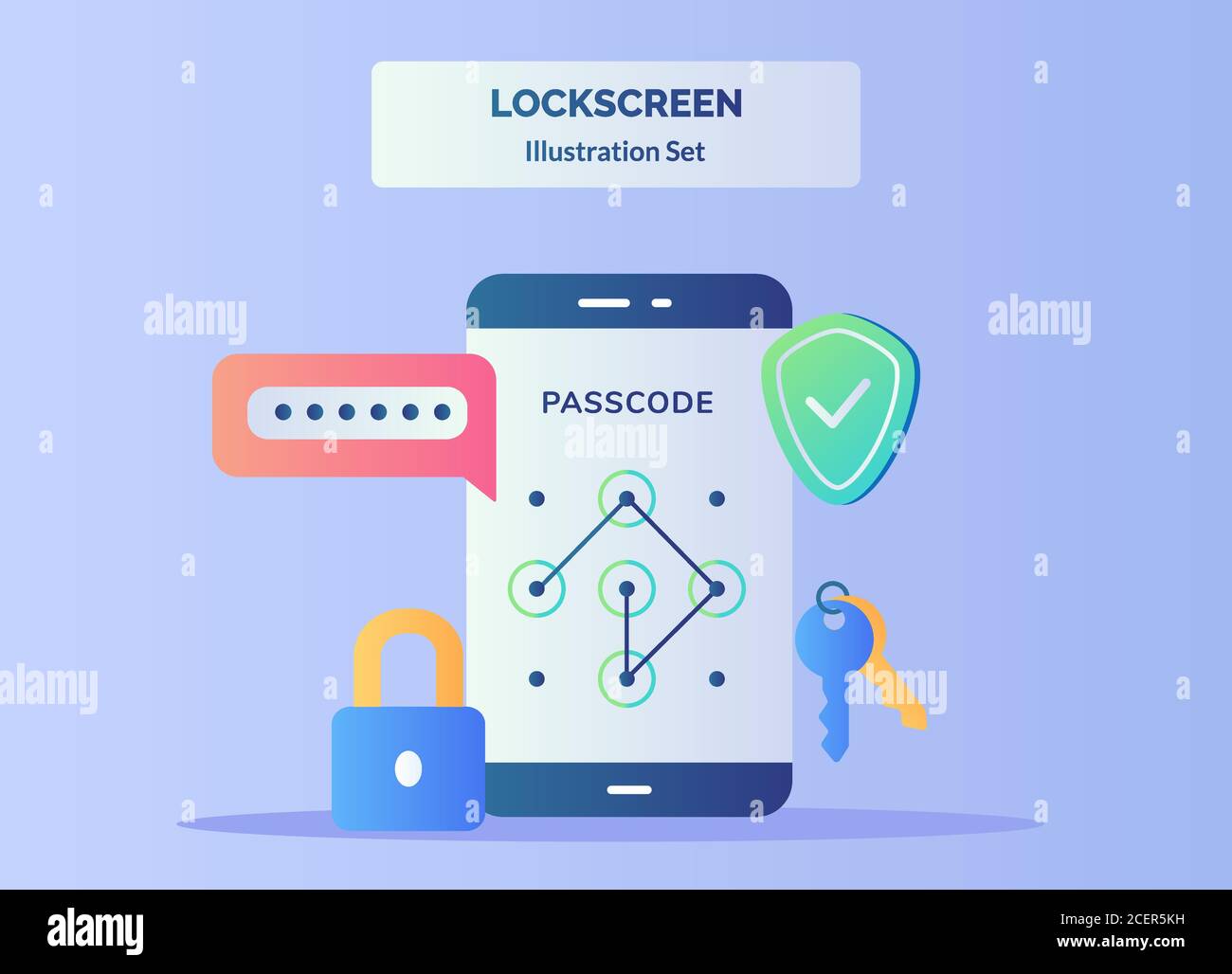Lock screen illustration set input passcode in display smartphone ...