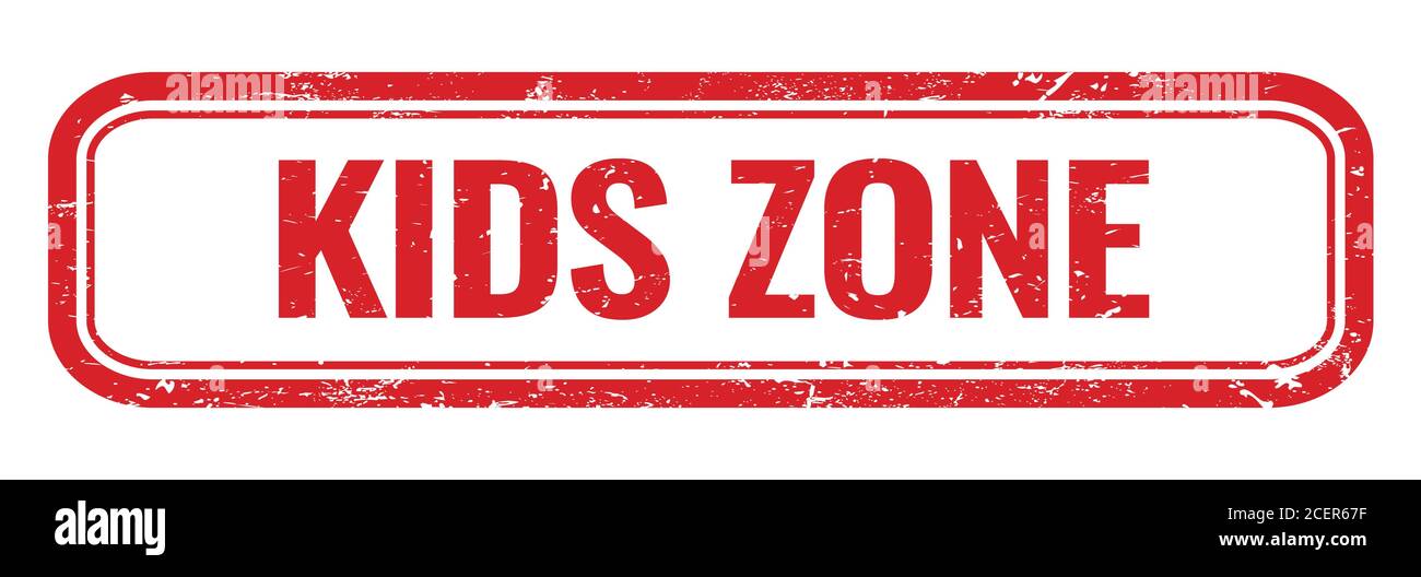 KIDS ZONE red grungy rectangle stamp sign Stock Photo - Alamy