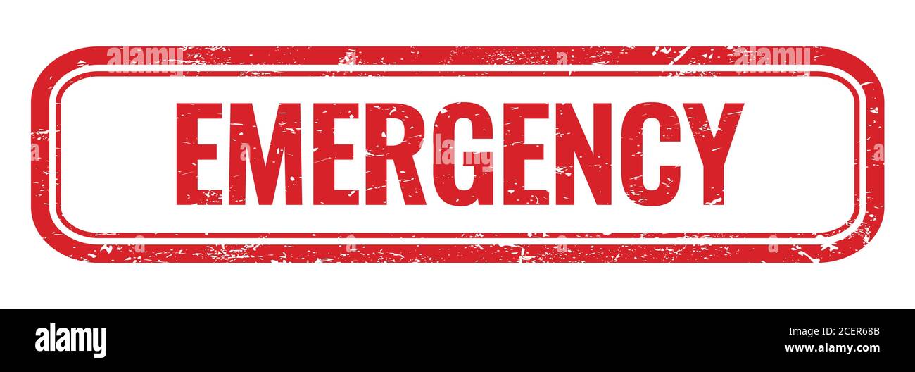 EMERGENCY red grungy rectangle stamp sign Stock Photo - Alamy