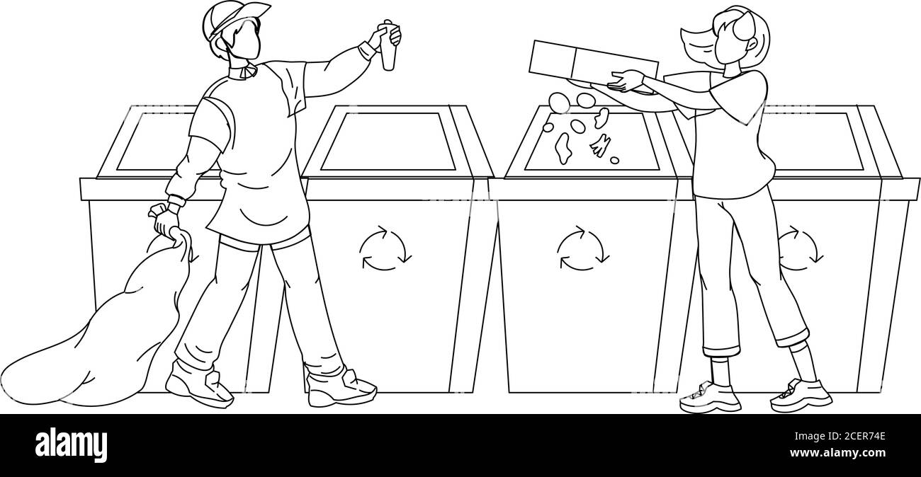 Characters Human Sorting Recycling Garbage Vector Illustration Stock ...