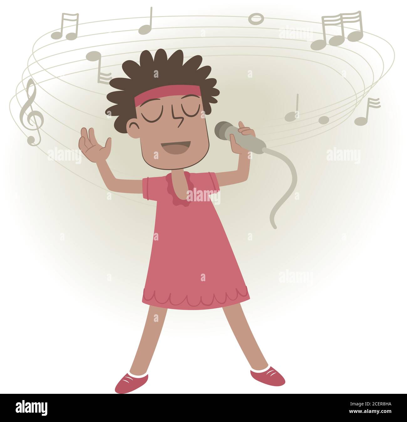 Cartoon girl sing hi-res stock photography and images - Alamy