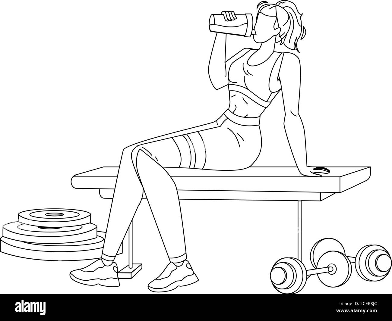 Woman Drink Protein Cocktail From Shaker Vector Stock Vector Image ...