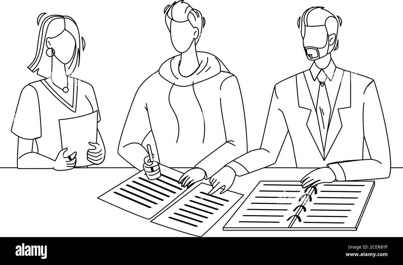 Man Signing Notary Document by Signature Vector Stock Vector Image ...