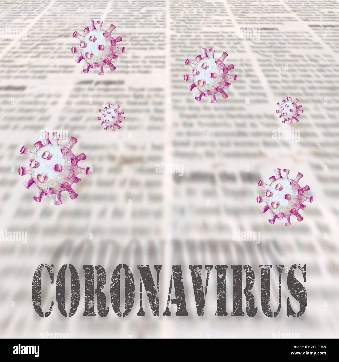 Coronavirus Covid-19 news. Newspaper with headline with flying virus ...