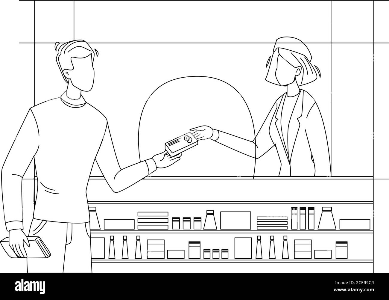 Pharmacy client Black and White Stock Photos & Images - Alamy