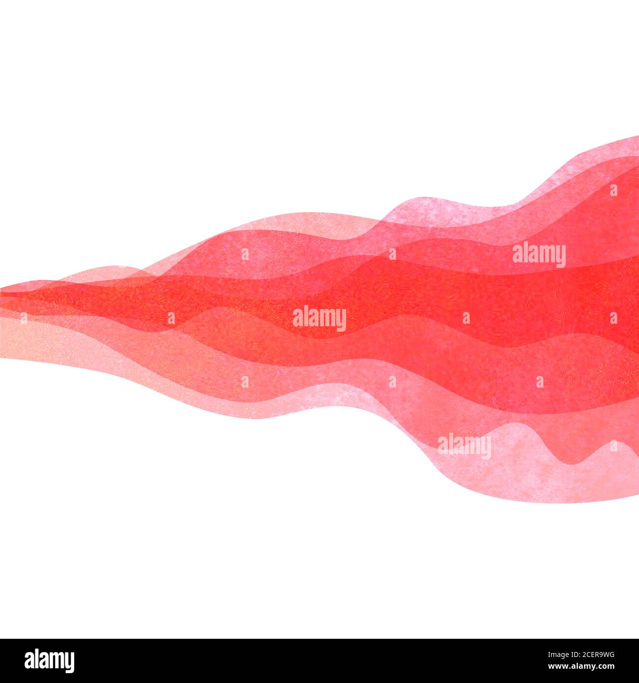 Watercolor transparent wave red colored background. Watercolour hand ...