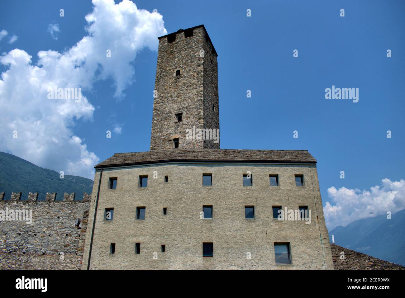 Tower from castlegrande in Bellinzona Stock Photo - Alamy