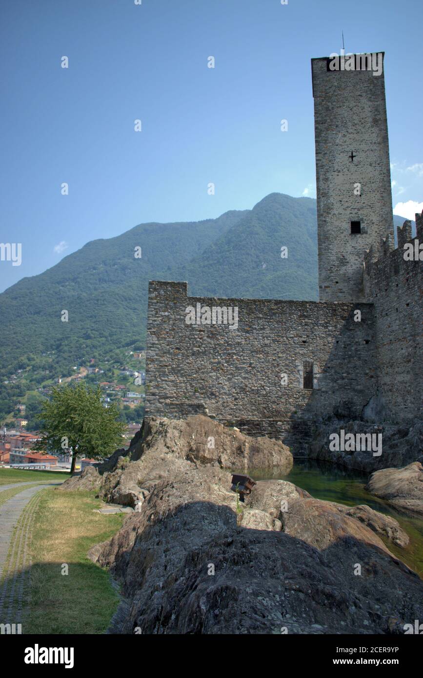 Tower from castlegrande in Bellinzona Stock Photo - Alamy
