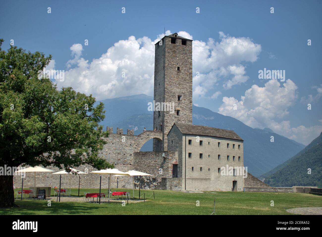 Tower from castlegrande in Bellinzona Stock Photo - Alamy