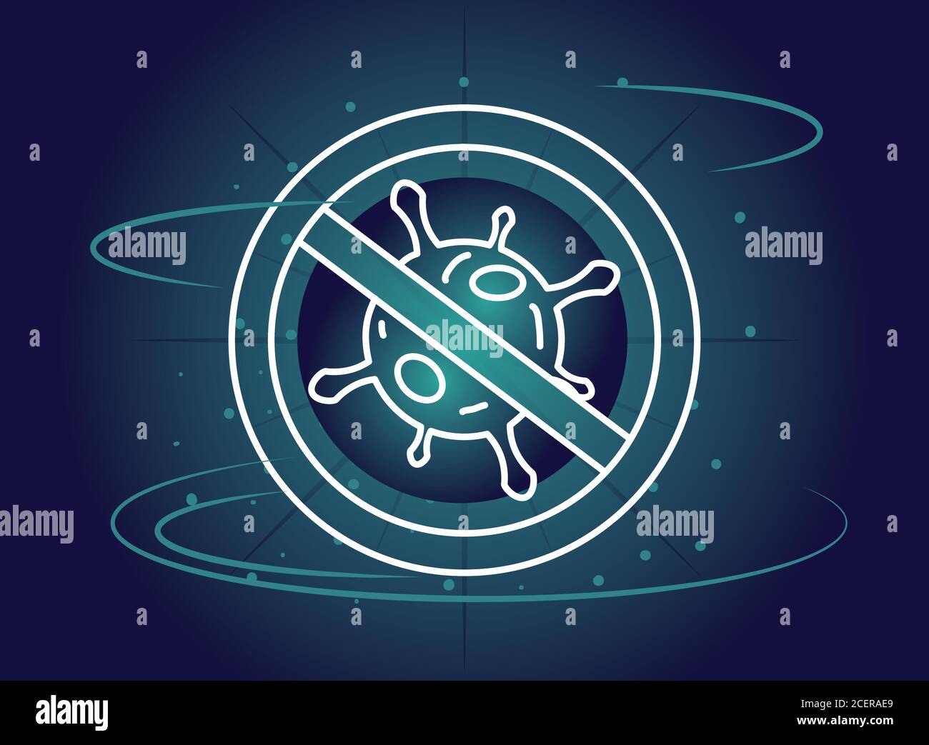 prohibition sign with virus cell in the background vector illustration ...