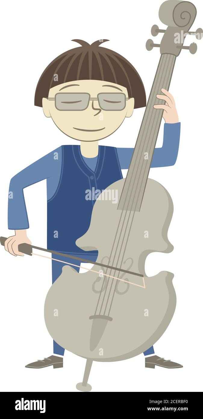 Retro style illustration of a little boy playing the cello Stock Vector ...