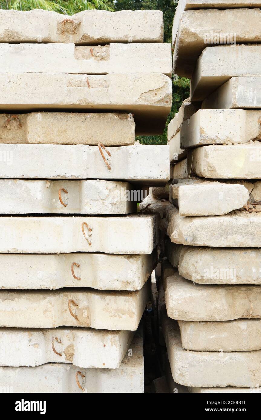 Stacked hard stone plates at a work place Stock Photo - Alamy