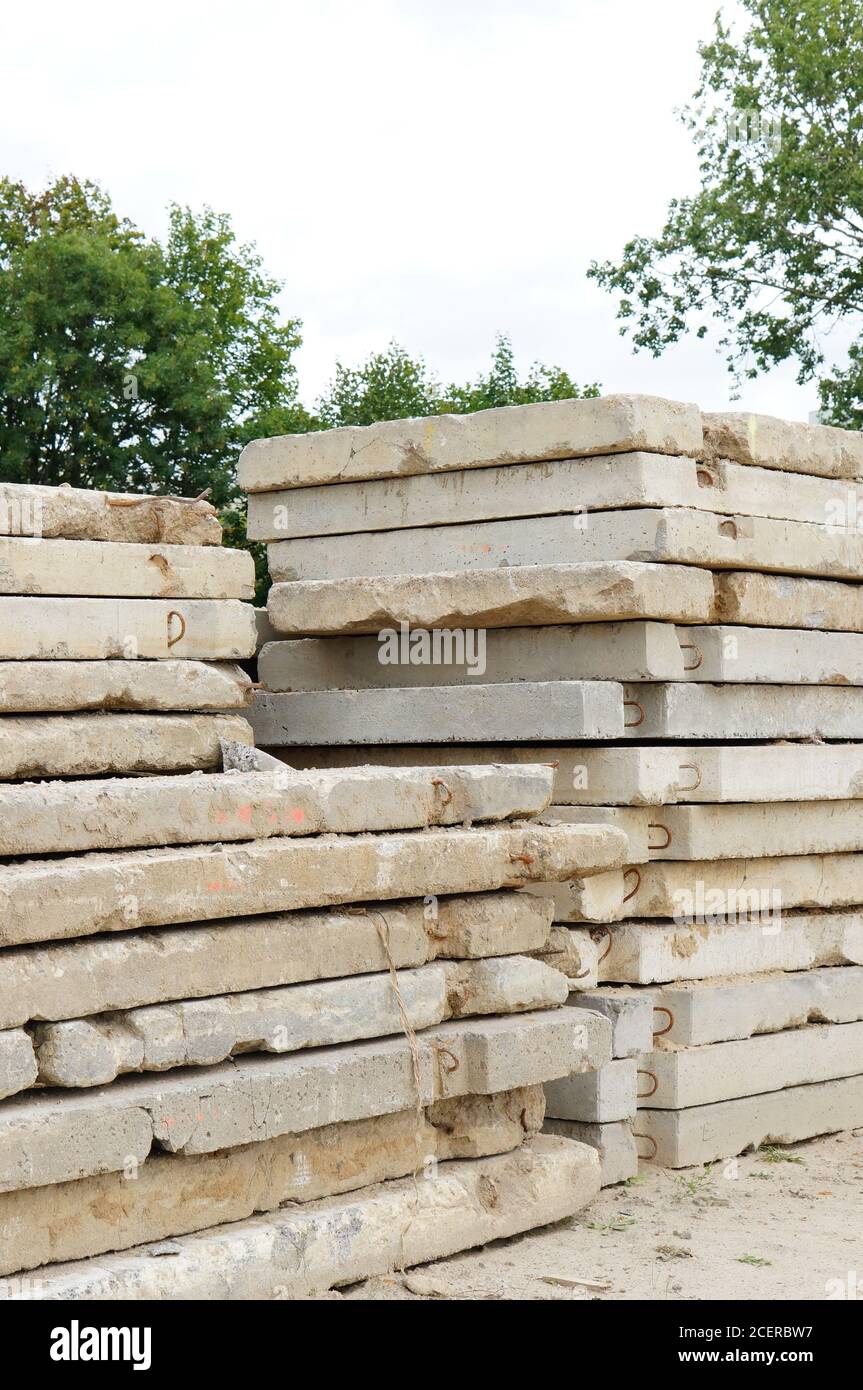 Stacked hard stone plates at a work place Stock Photo - Alamy