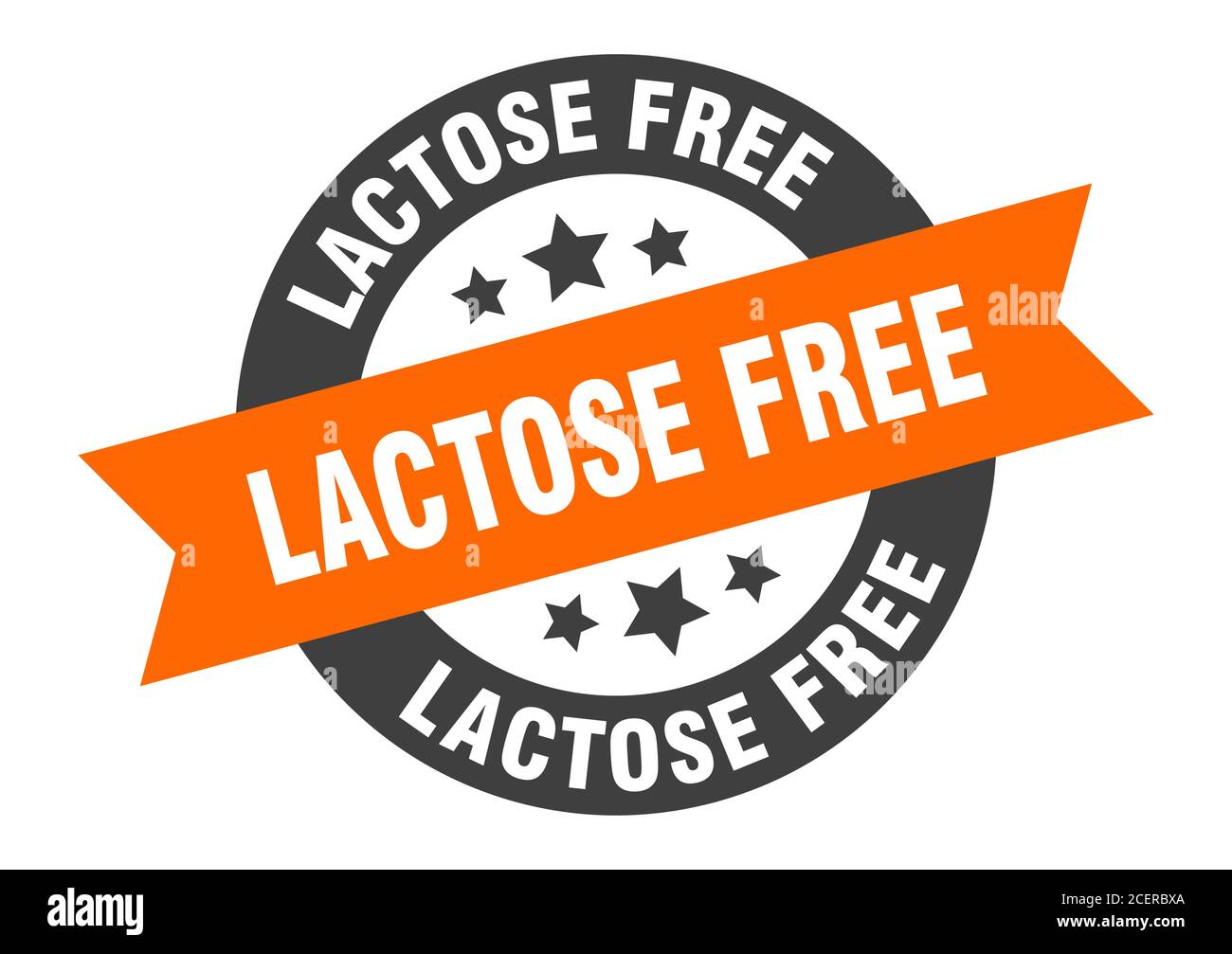 lactose free sign. round isolated sticker. ribbon tag Stock Vector ...