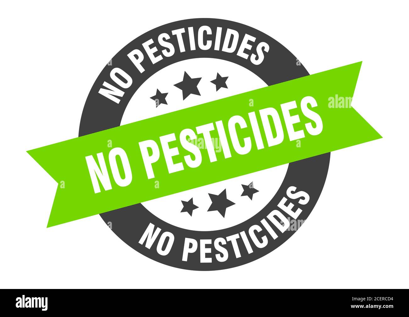 no pesticides sign. round isolated sticker. ribbon tag Stock Vector ...