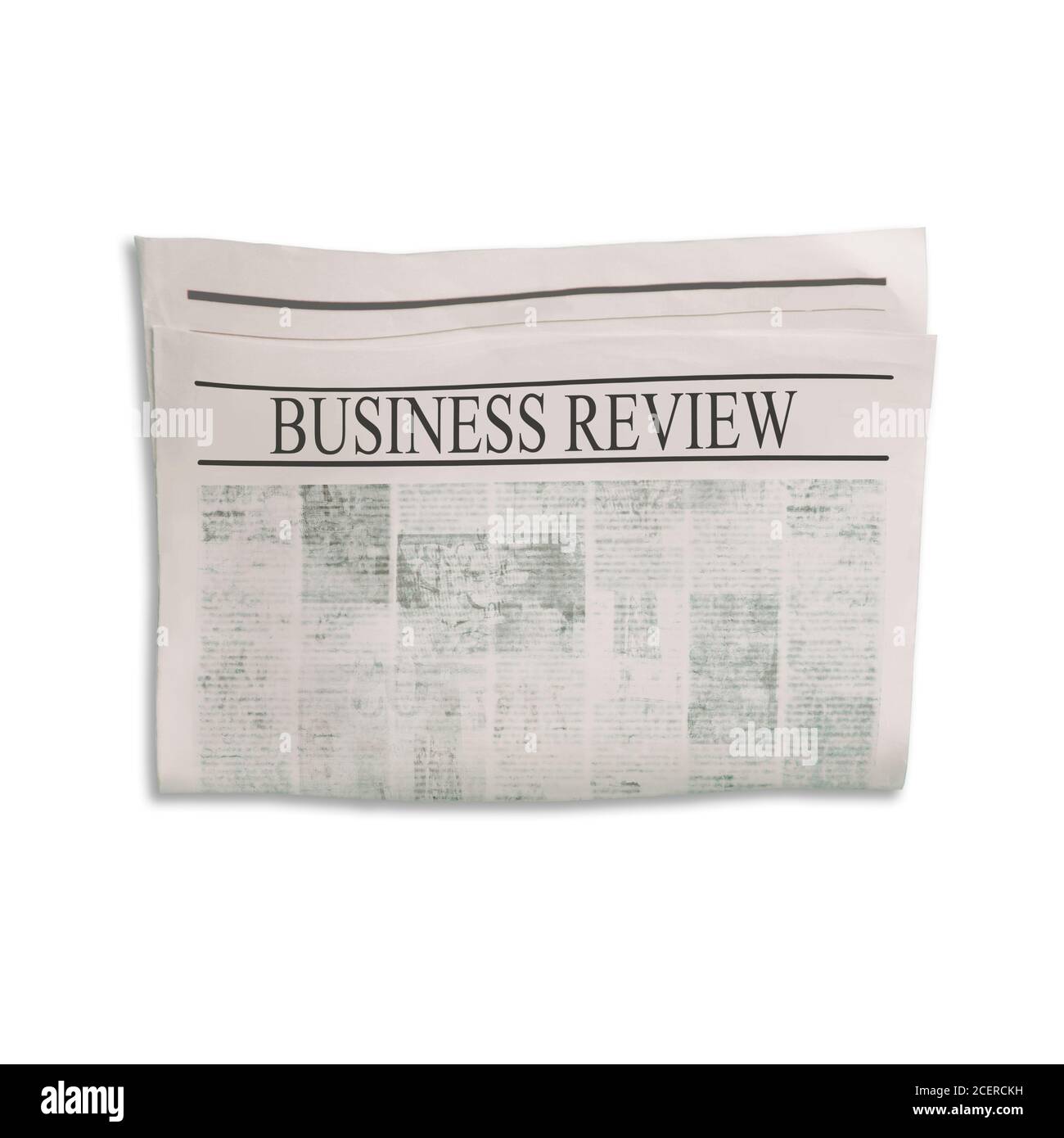 Mockup of Business Review newspaper blank with unreadable text and ...