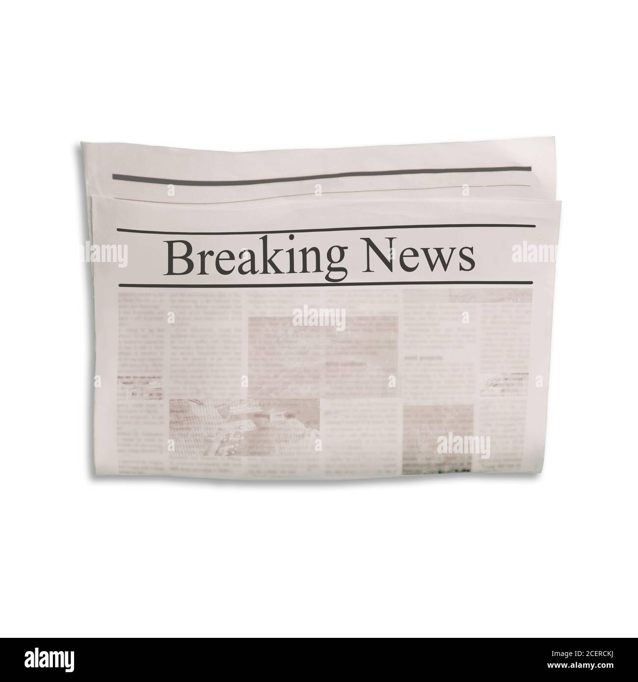 Mockup of Breaking News newspaper blank with unreadable text. Isolated ...