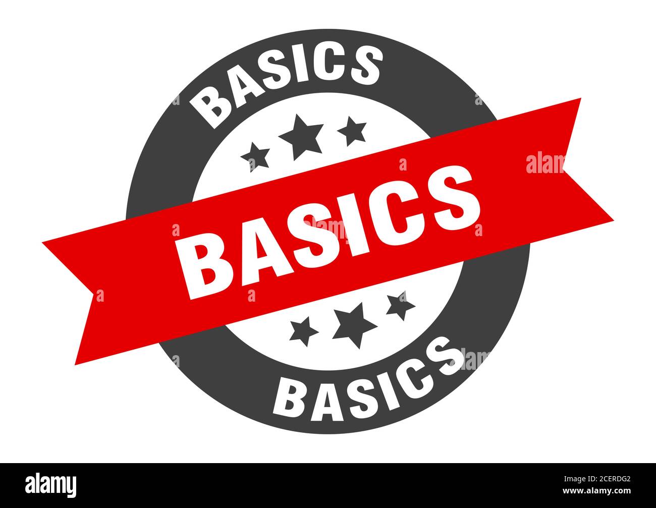 basics sign. round isolated sticker. ribbon tag Stock Vector Image ...