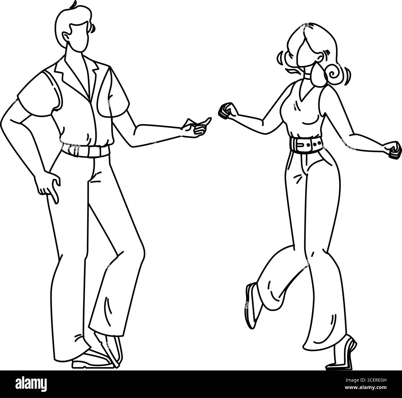 Boy And Girl Dancing Funk Dance Characters Vector Stock Vector Image ...