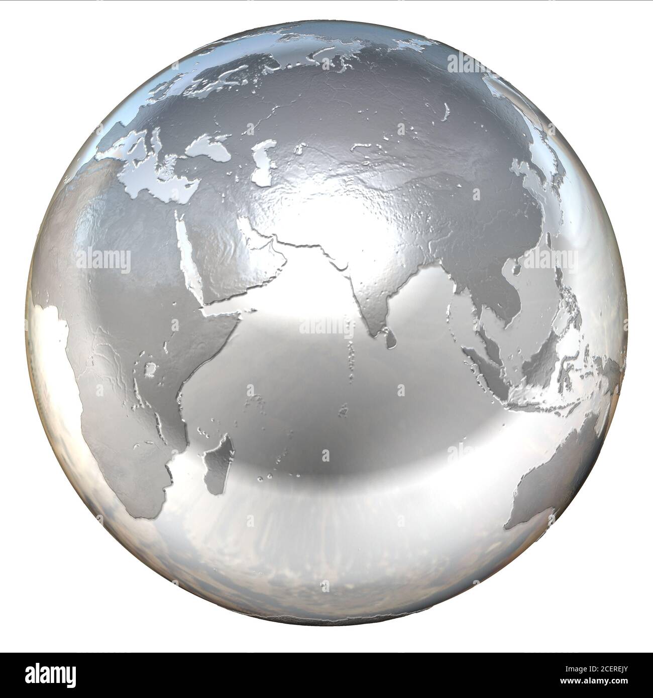 silver globe on white background Stock Photo - Alamy
