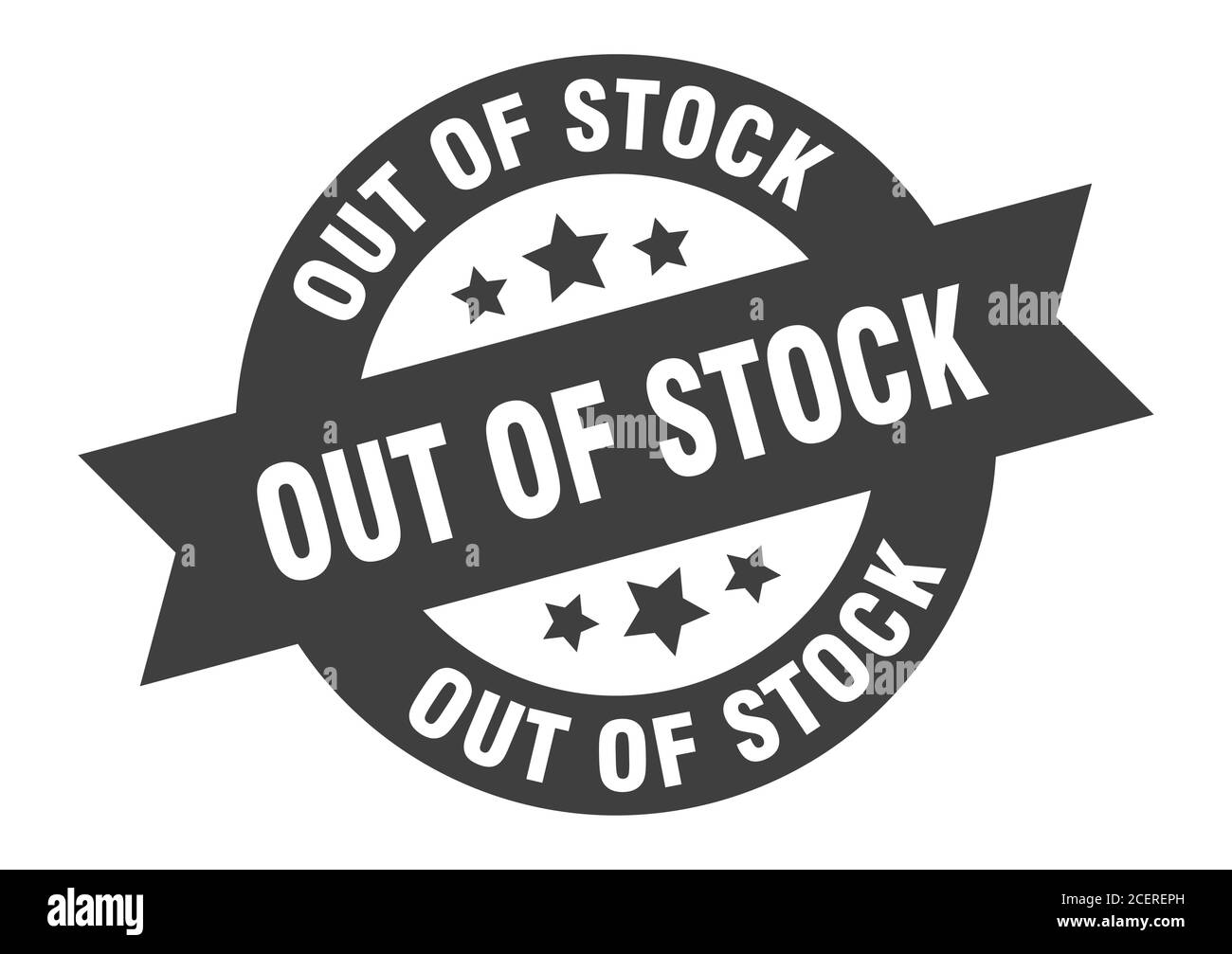 out of stock sign. round isolated sticker. ribbon tag Stock Vector ...