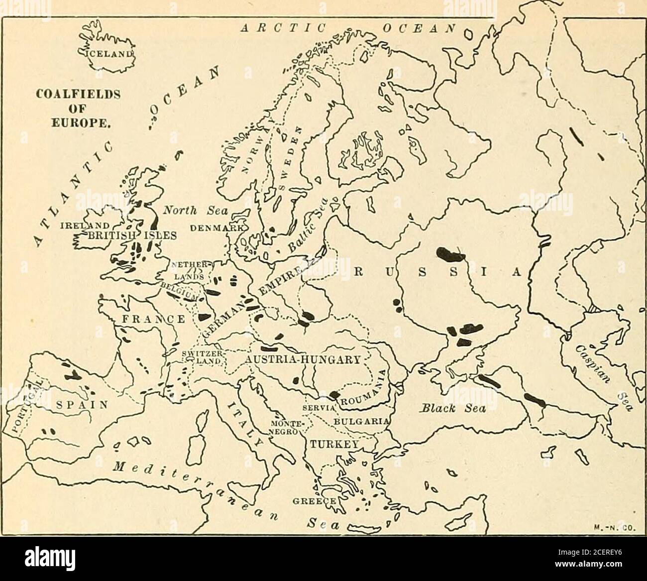 . A complete geography. Fig. 366.Coal map of Europe Stock Photo - Alamy