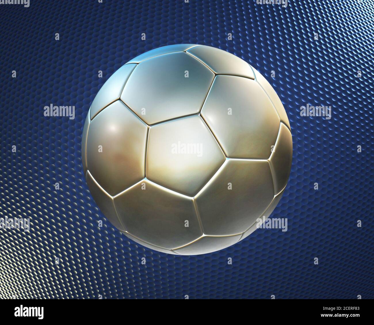 metallic football (soccer ball) on the blue hi-tech background Stock ...