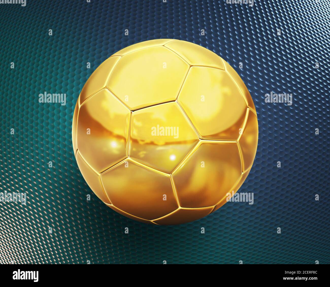 golden football (soccer ball) on the green hi-tech background Stock ...