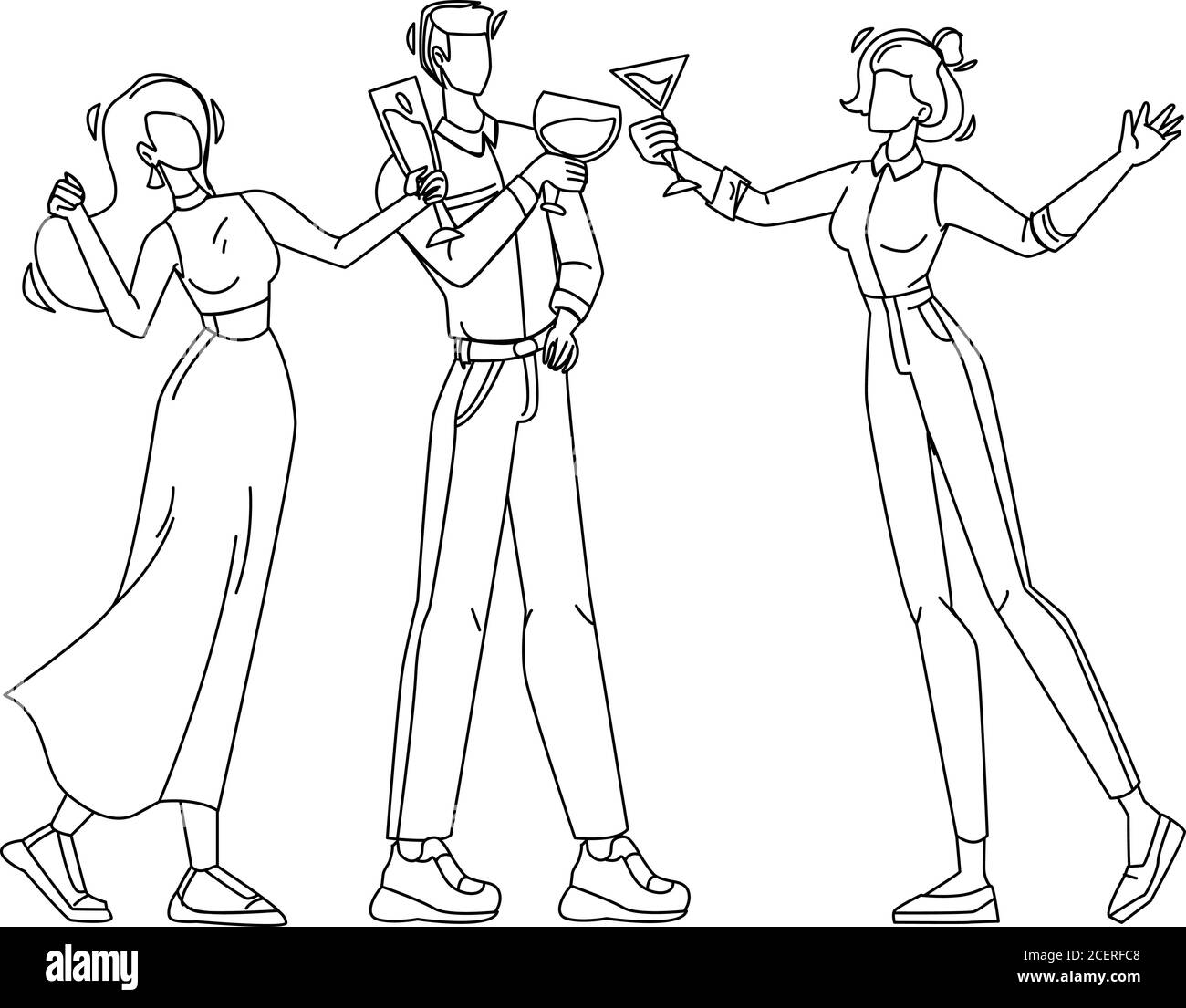 Friends Drinking Alcoholic Drinks On Party Vector Stock Vector Image ...