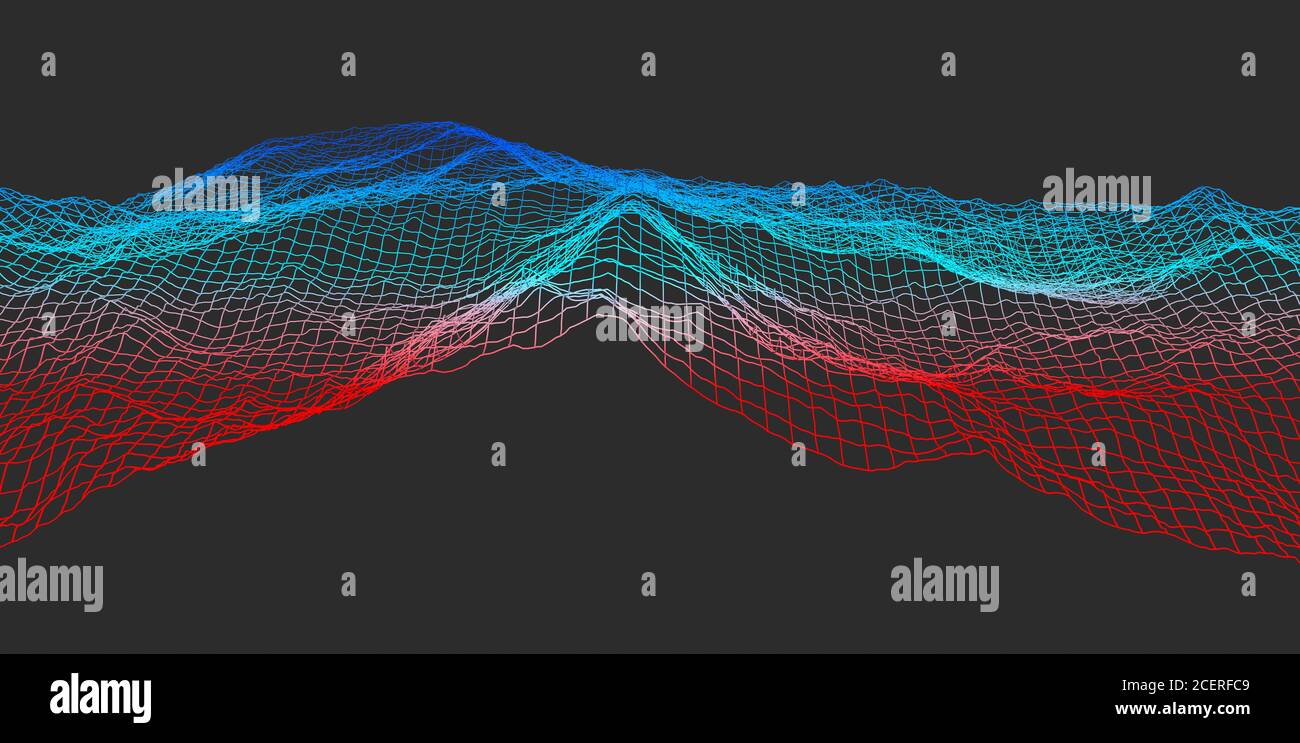 Reduced and graphic view of a colorful mountainous landscape - 3d ...