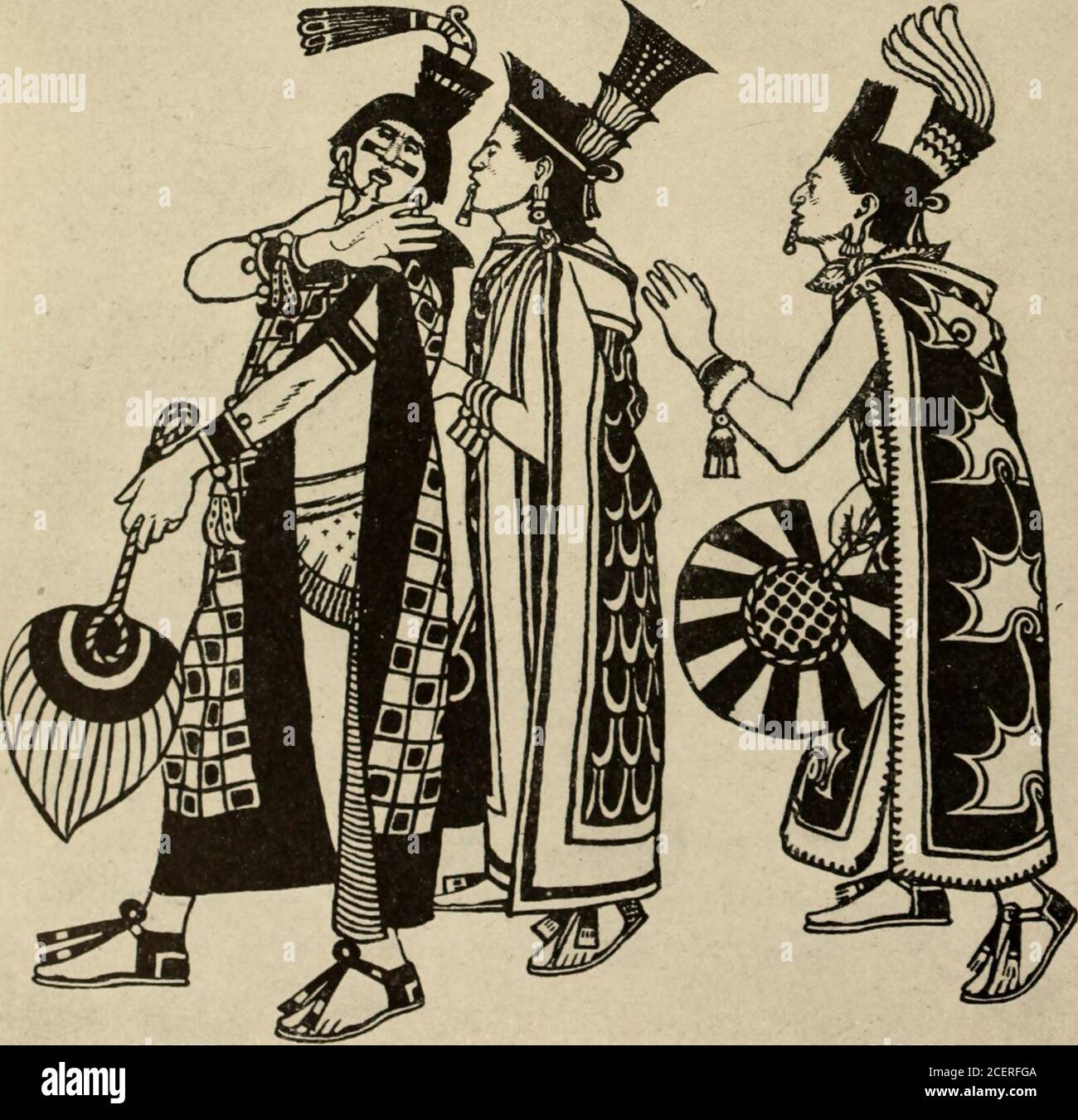 . Guide leaflet. This drawing of theAztec ambassadorsto Cortes shows ...