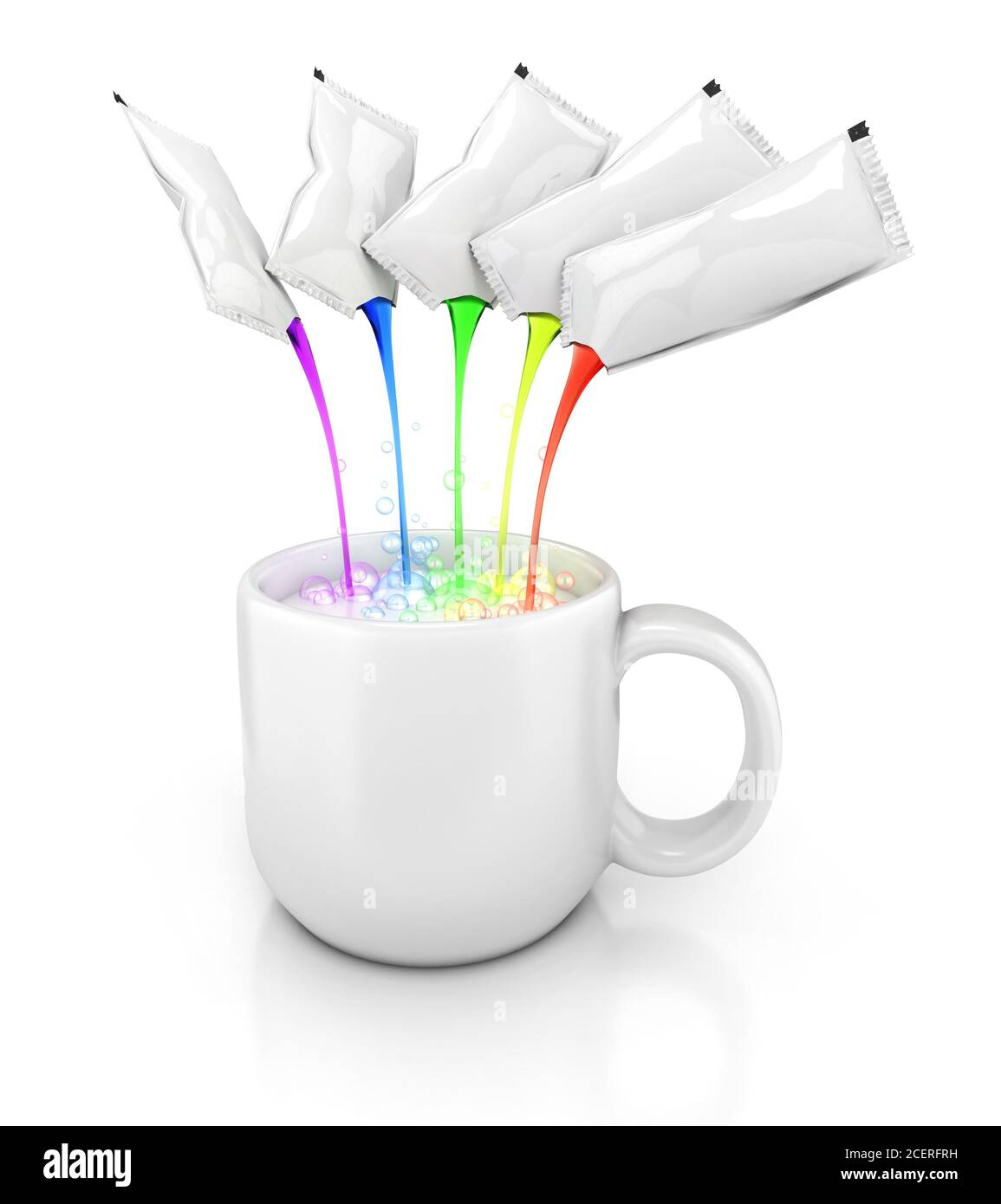 3d concept white cup and stick packs Stock Photo - Alamy