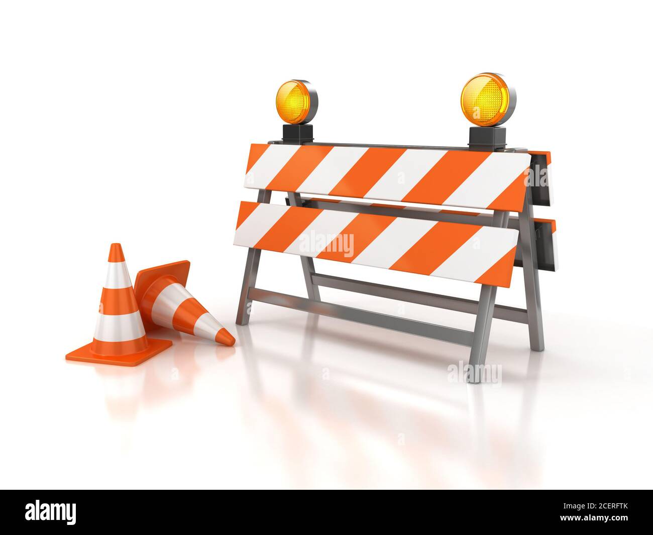 under construction traffic signs 3d illustration Stock Photo - Alamy