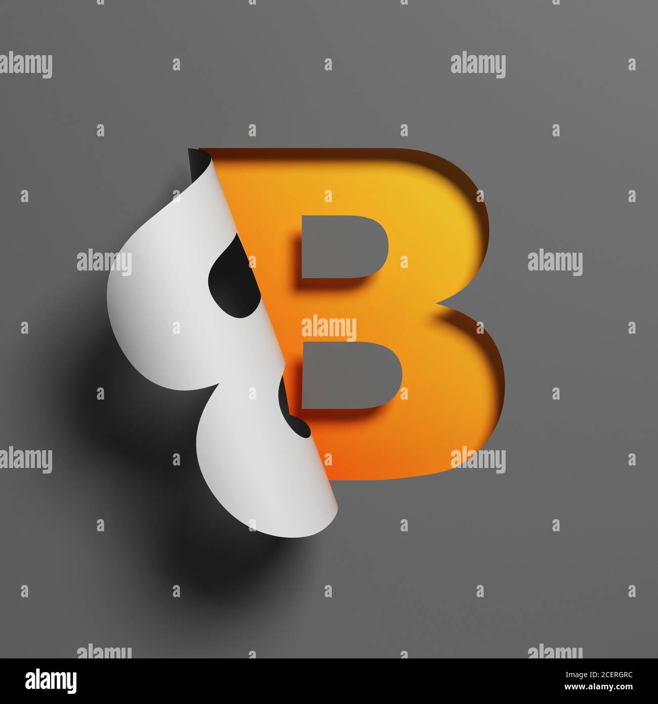 Curl paper font 3d rendering letter B Stock Photo - Alamy