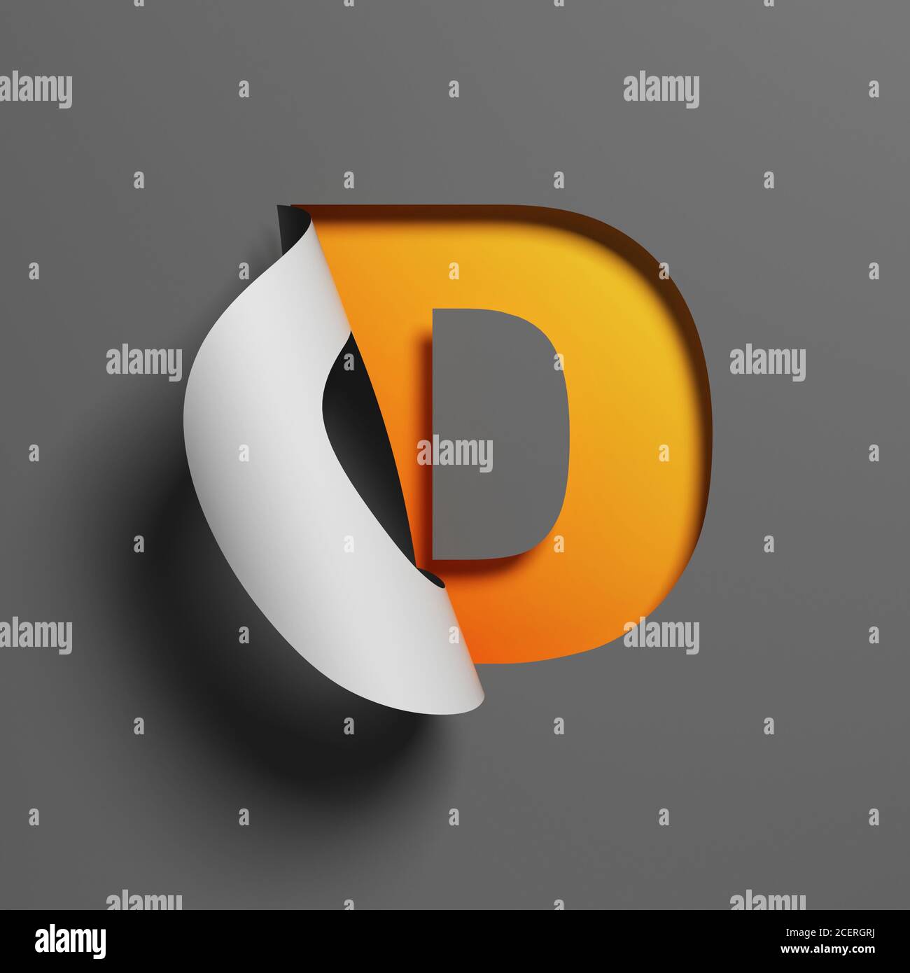 Curl paper font 3d rendering letter D Stock Photo - Alamy