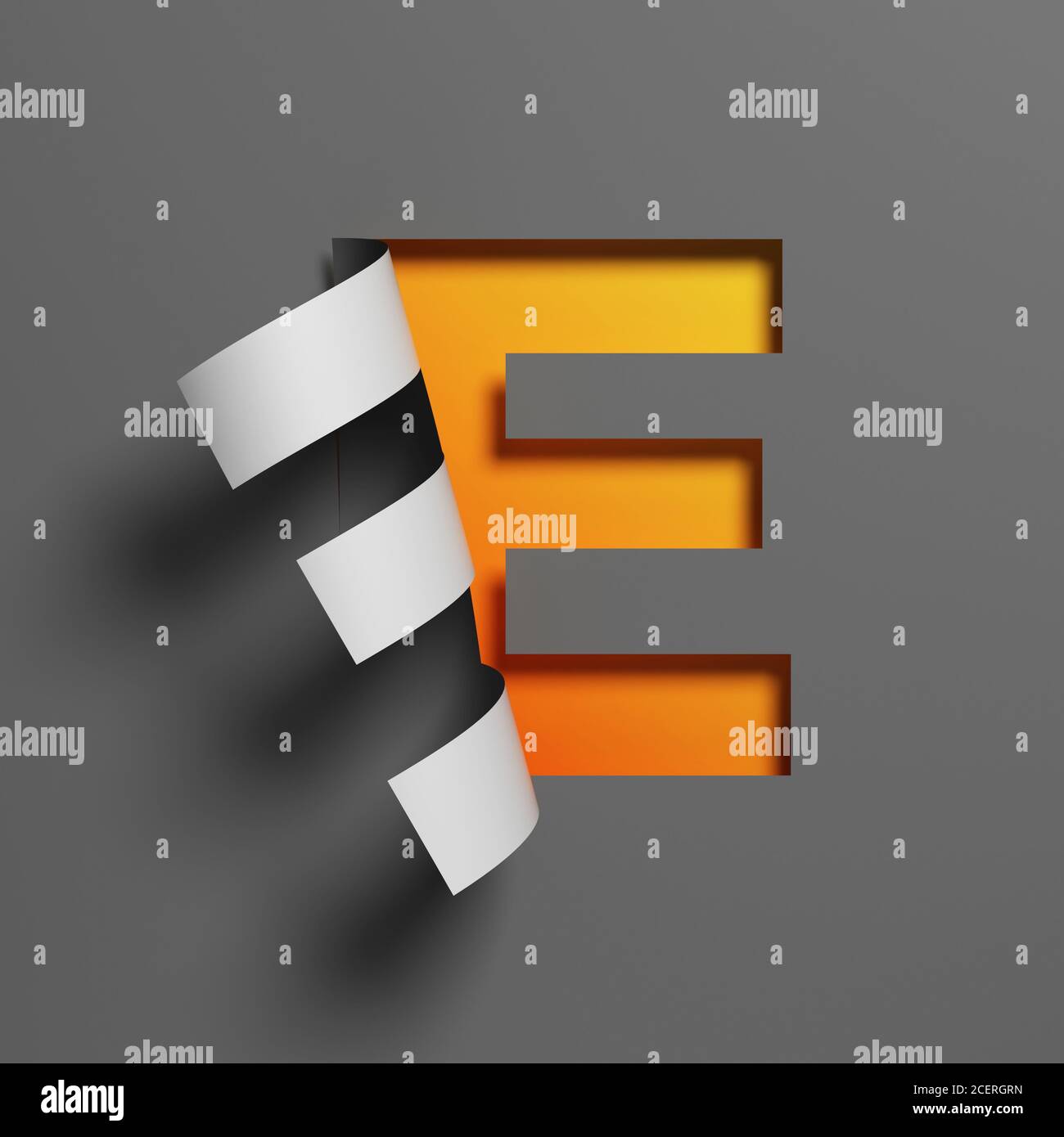 Curl paper font 3d rendering letter E Stock Photo - Alamy