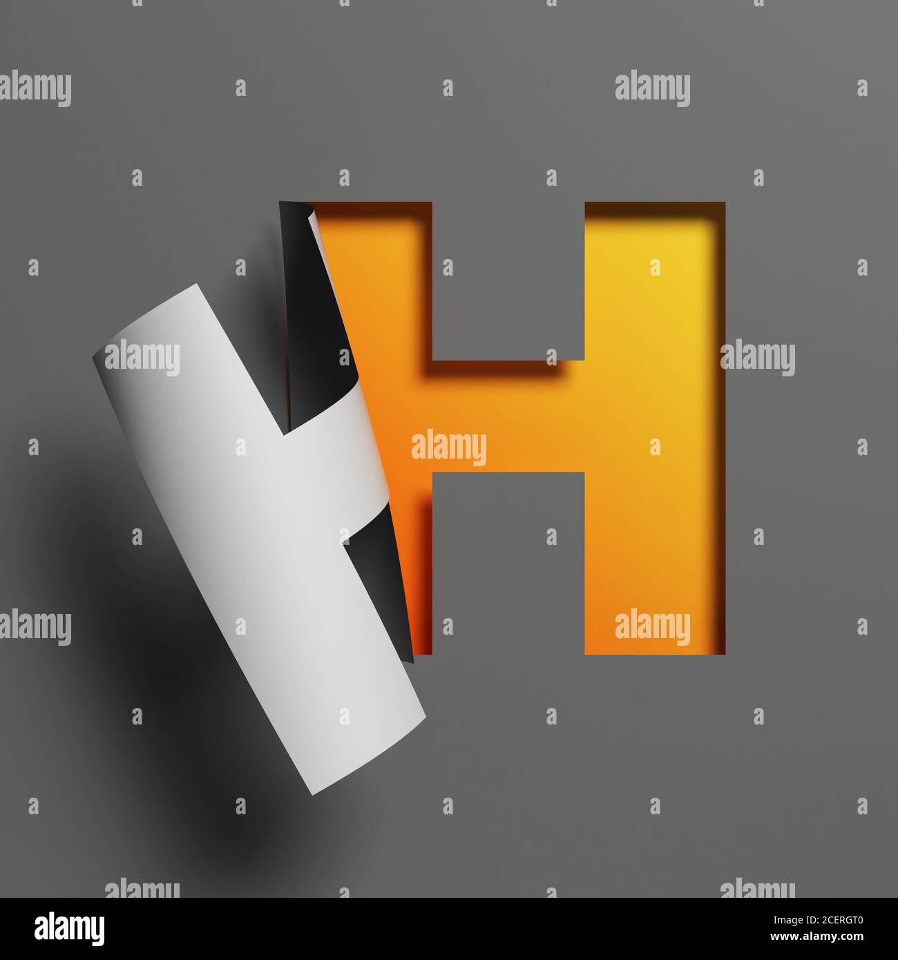 Curl paper font 3d rendering letter H Stock Photo - Alamy