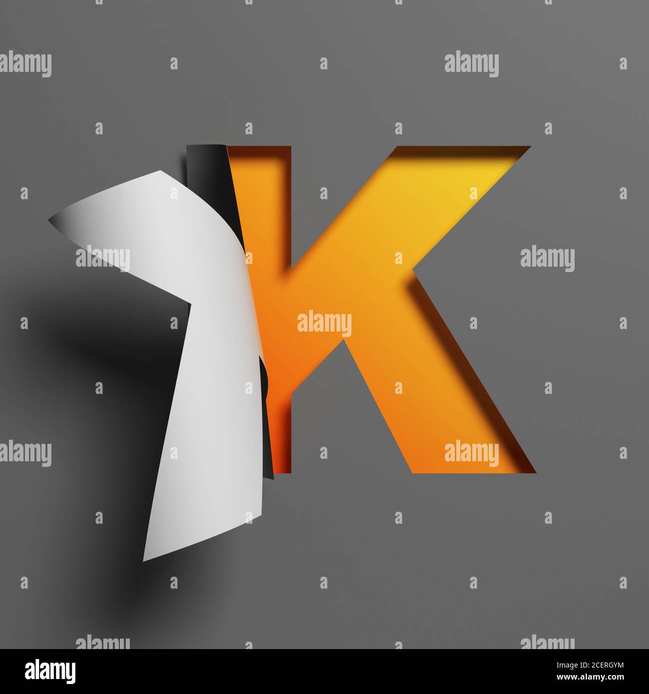 Curl paper font 3d rendering letter K Stock Photo - Alamy