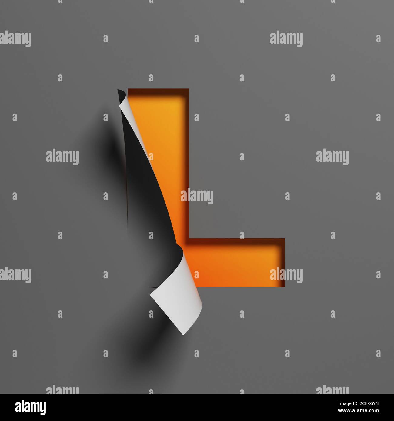 Curl paper font 3d rendering letter L Stock Photo - Alamy