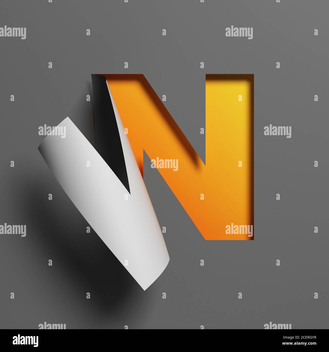 Curl paper font 3d rendering letter N Stock Photo - Alamy