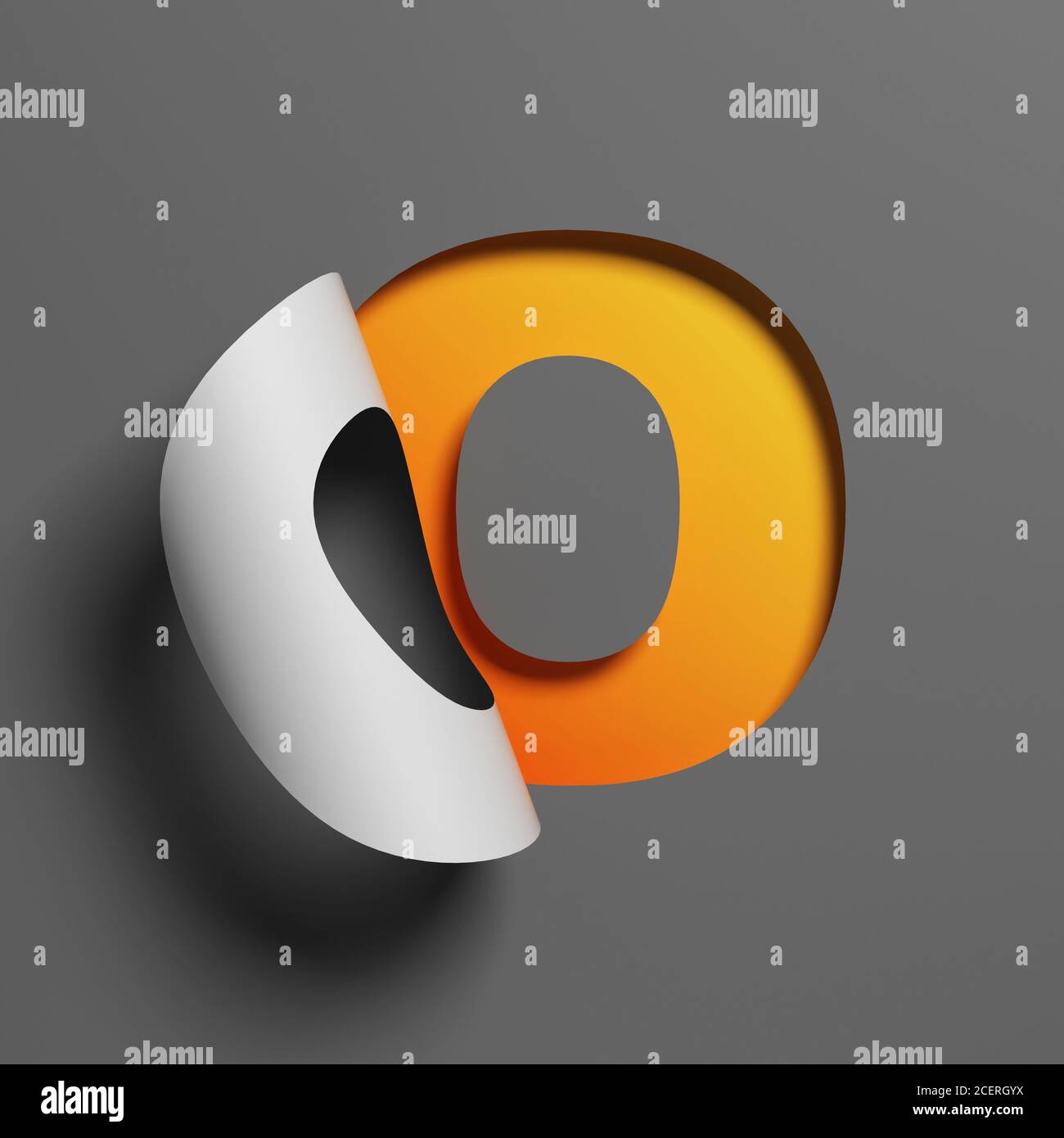 Curl paper font 3d rendering letter O Stock Photo - Alamy