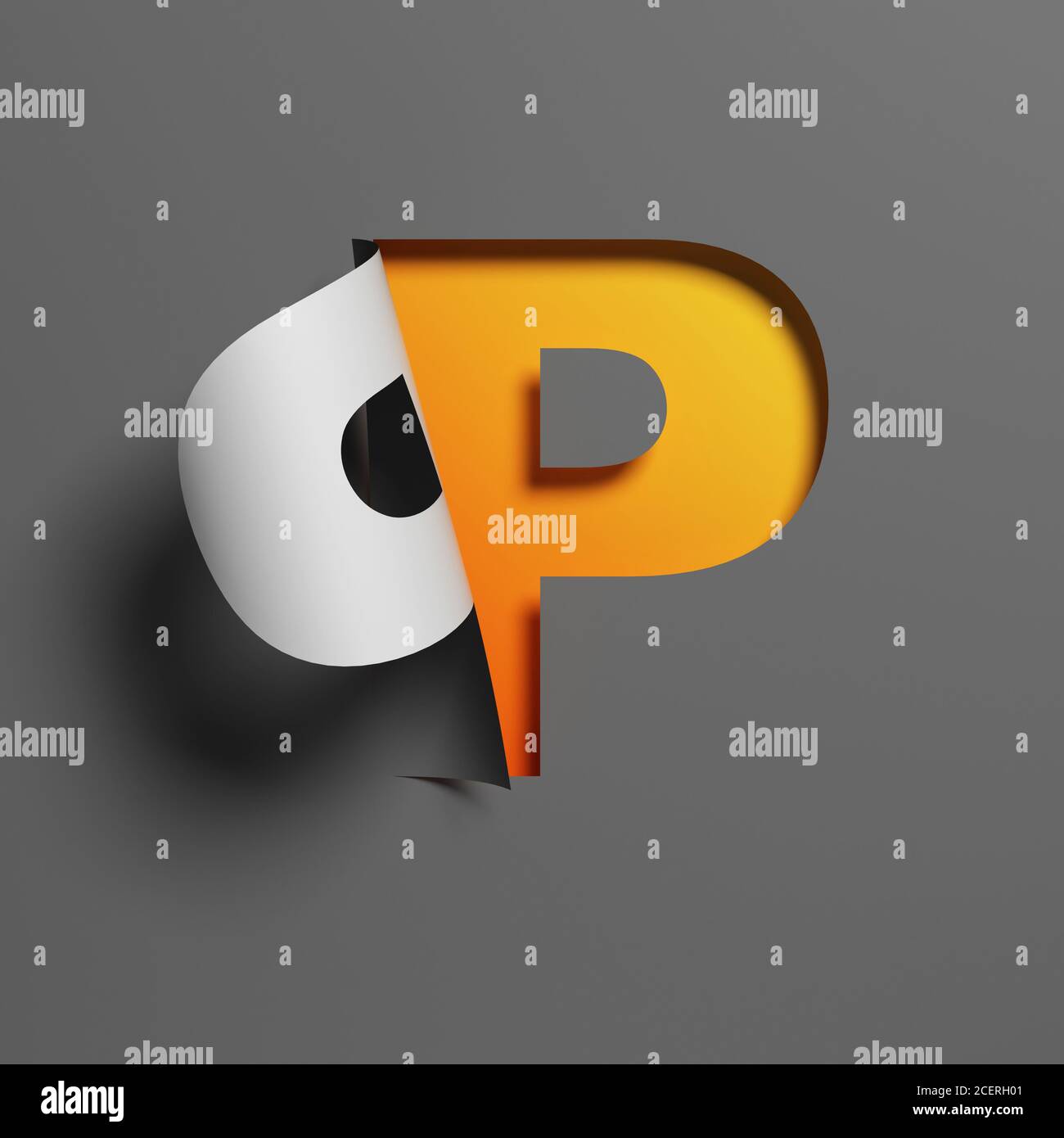Curl paper font 3d rendering letter P Stock Photo - Alamy