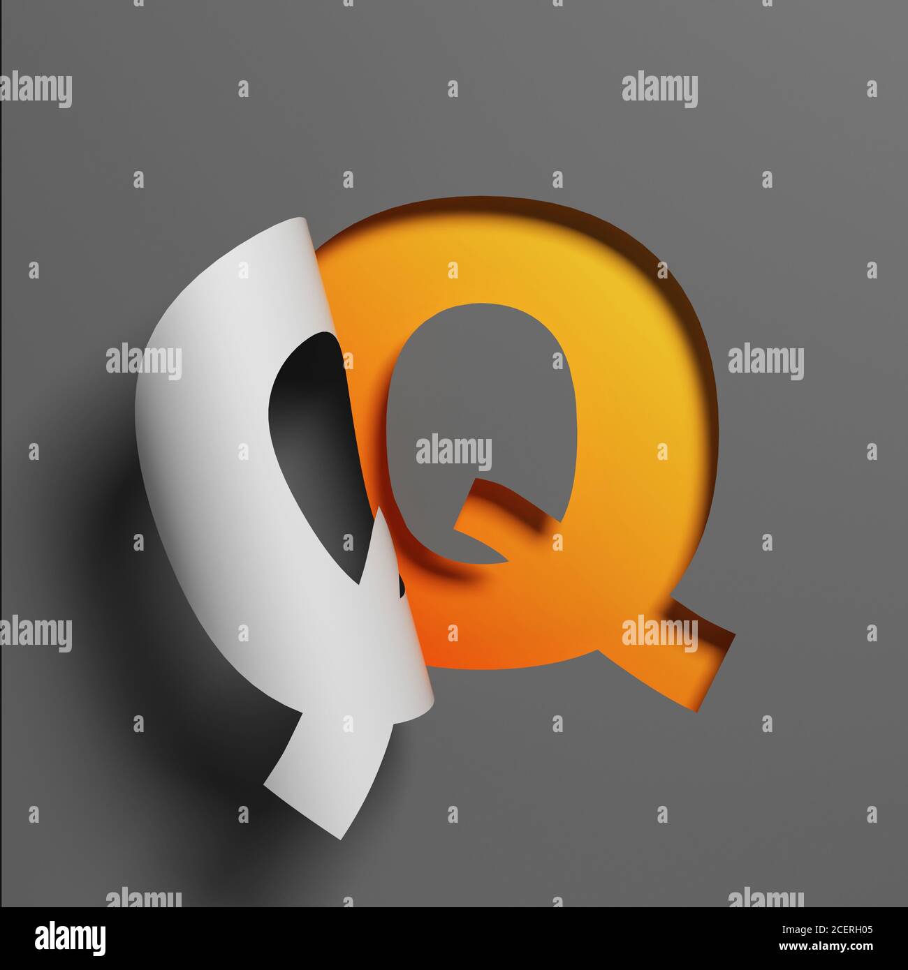 Curl paper font 3d rendering letter Q Stock Photo - Alamy