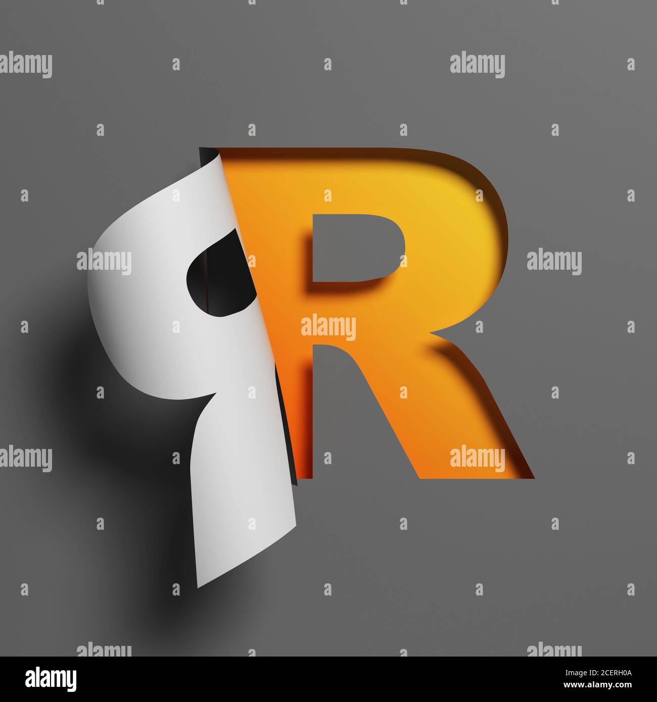 Curl paper font 3d rendering letter R Stock Photo - Alamy