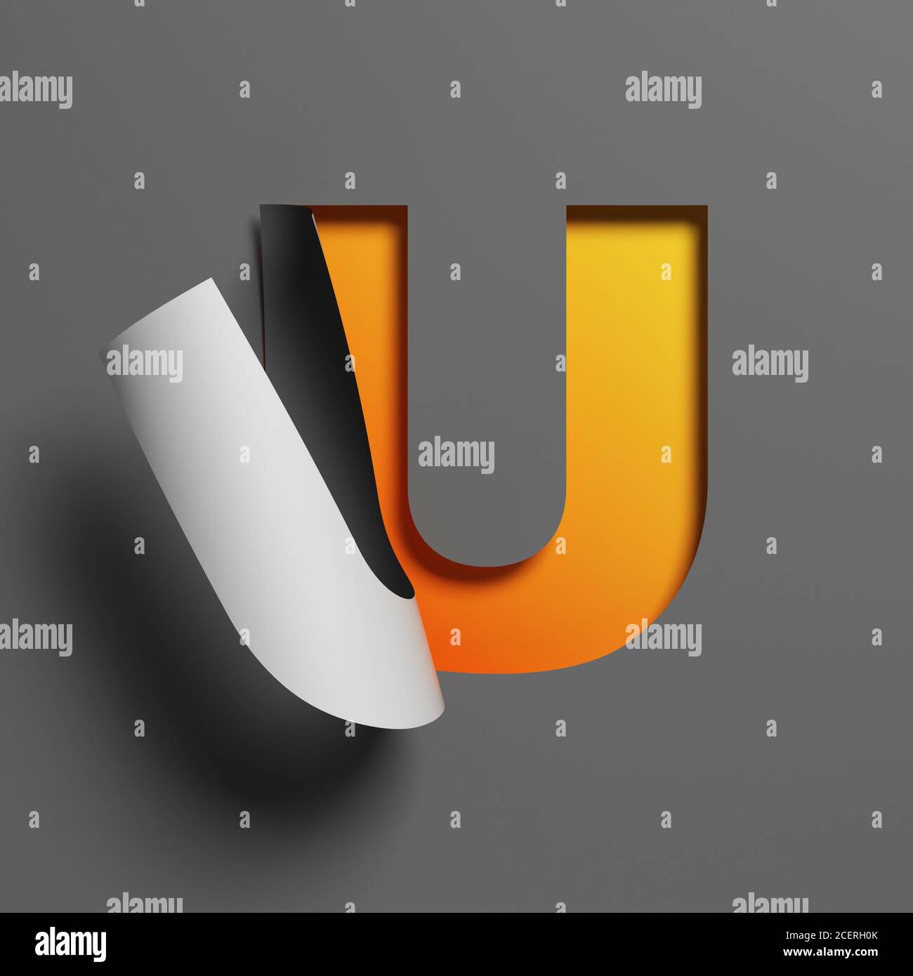Curl paper font 3d rendering letter U Stock Photo - Alamy