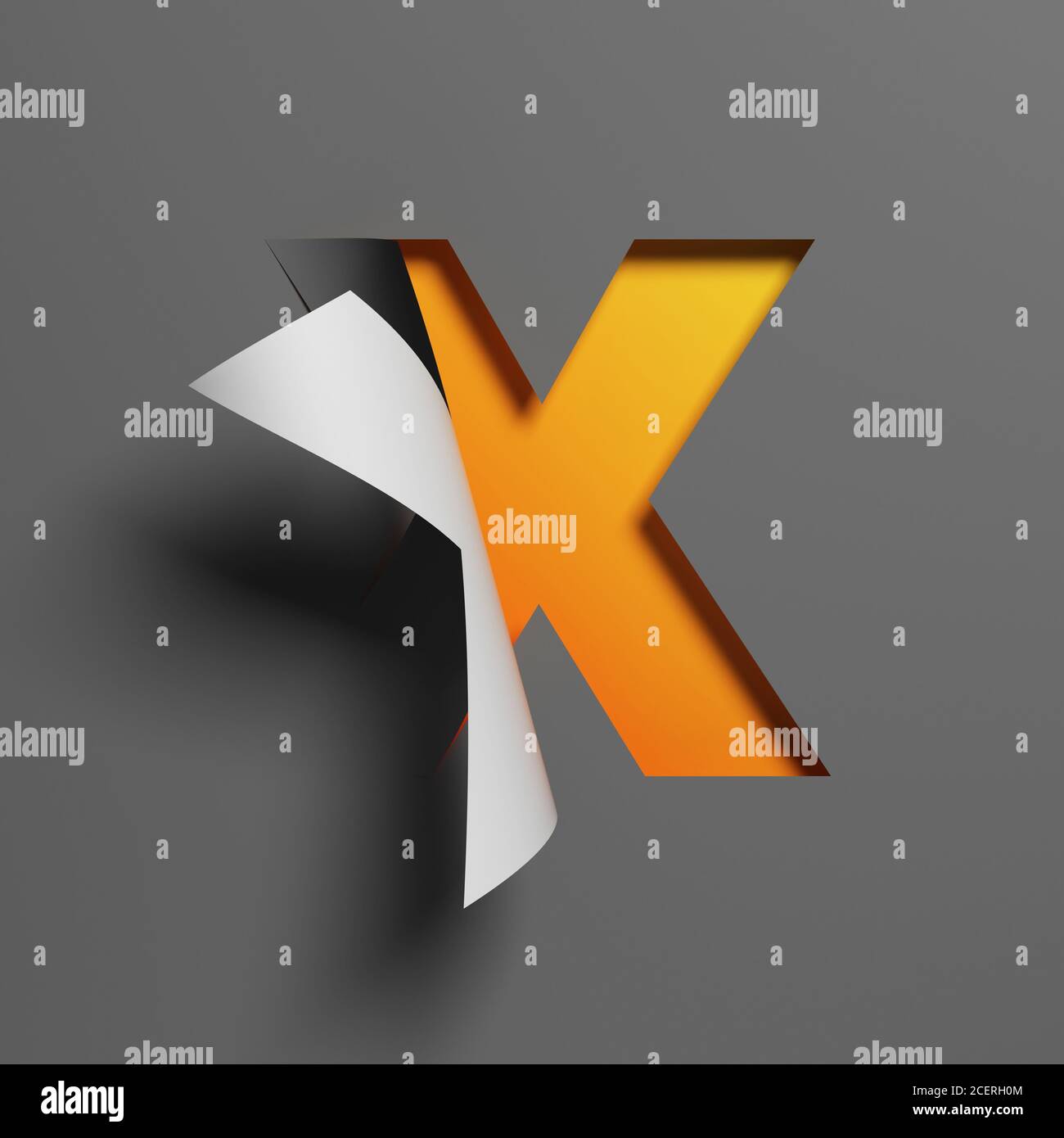 Curl paper font 3d rendering letter X Stock Photo - Alamy